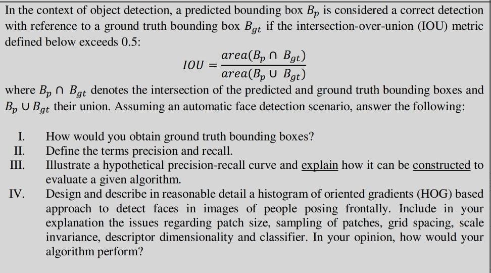 In the context of object detection, a predicted | Chegg.com