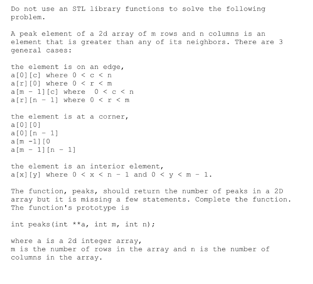 STL library functions to solve the following Do not | Chegg.com