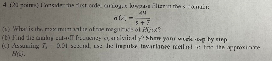 Solved (20 ﻿points) ﻿Consider the first-order analogue | Chegg.com