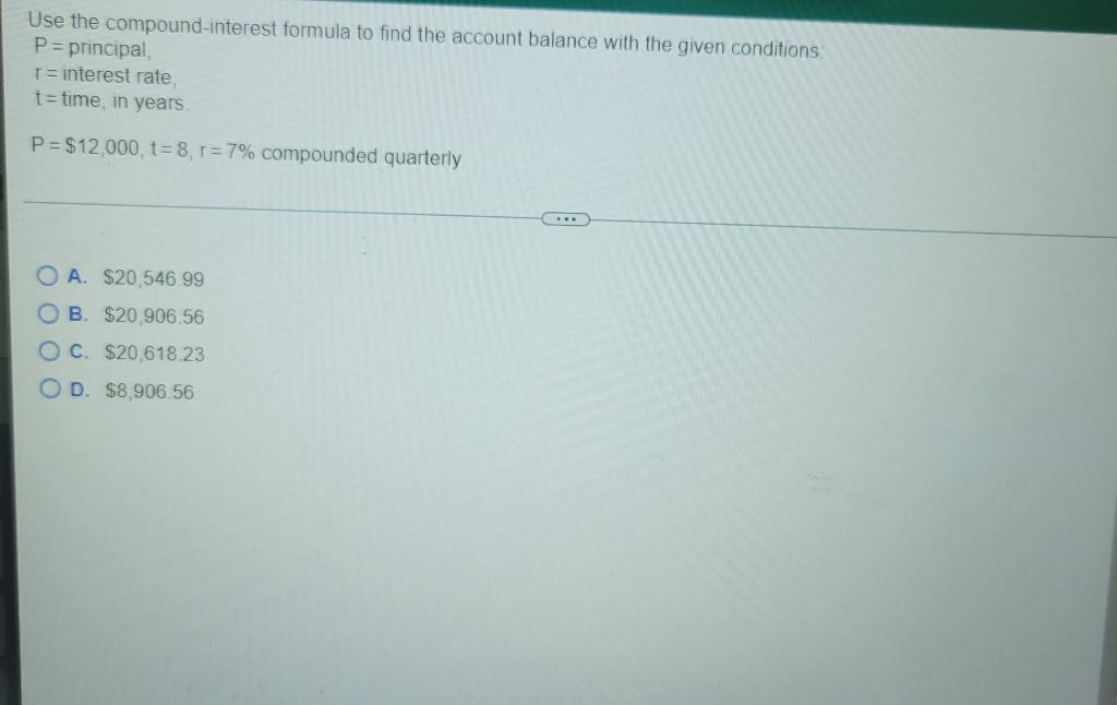 Solved Use the compound-interest formula to find the account | Chegg.com