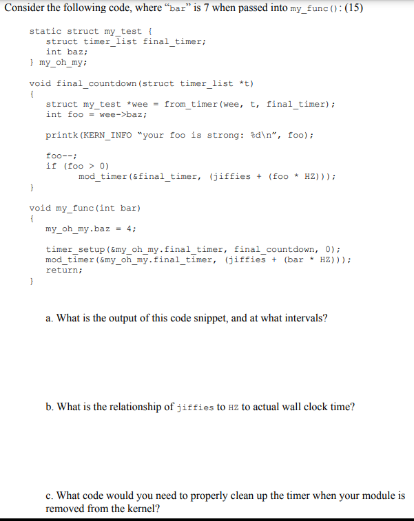 Solved Consider the following code, where "bar" is 7 when | Chegg.com