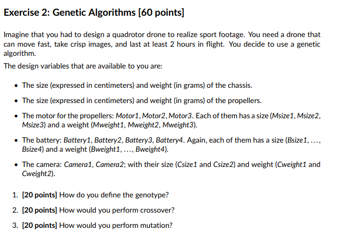 Solved Exercise 2: Genetic Algorithms (60 points) Imagine | Chegg.com