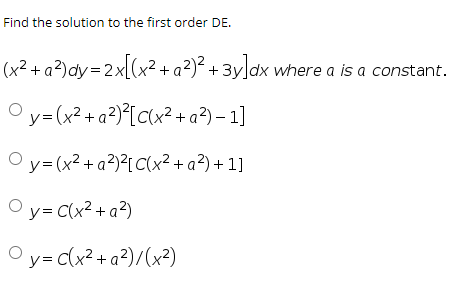 Solved Find the solution to the first order DE. (x2 + | Chegg.com