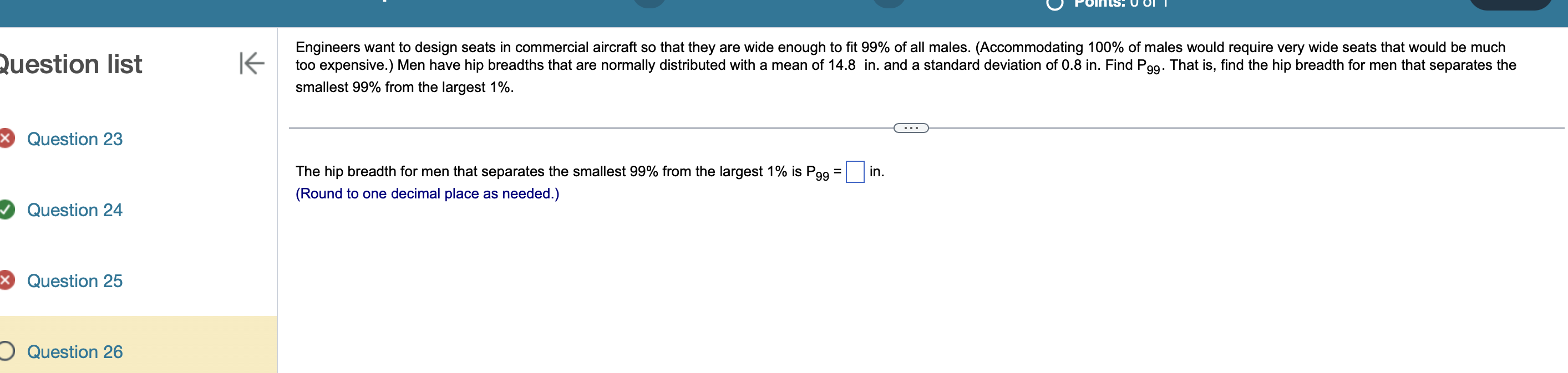 Solved Question list Question 23 Question 24 Question 25 | Chegg.com