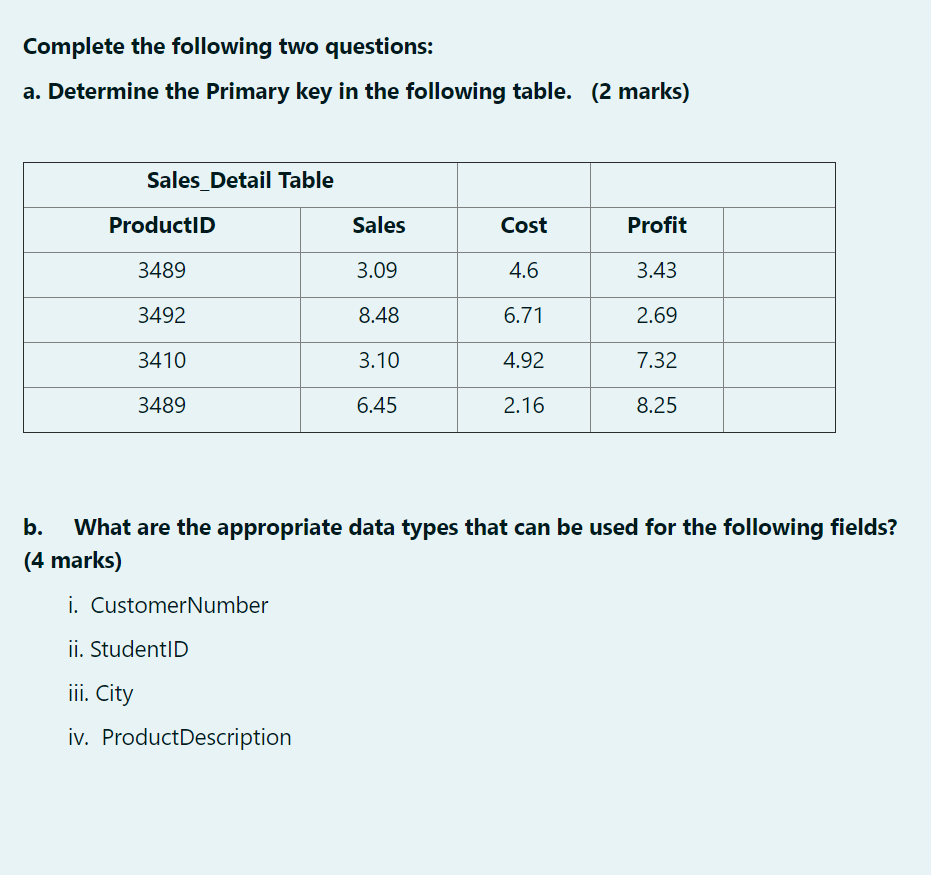 Solved Complete the following two questions: a. Determine | Chegg.com