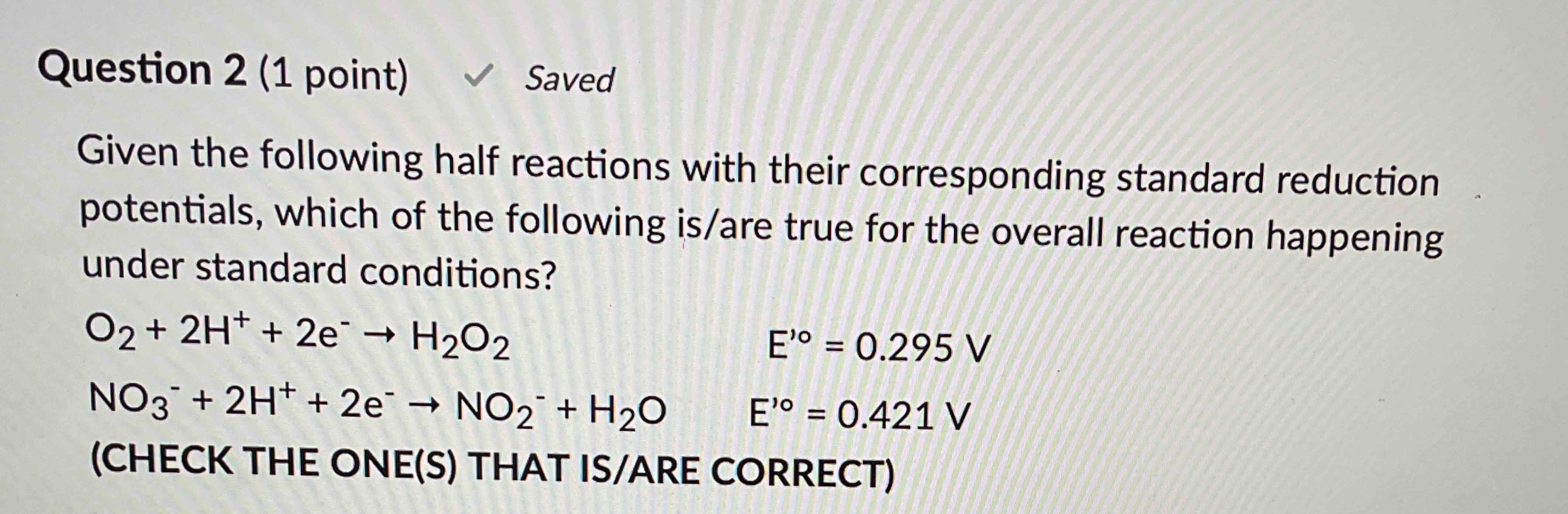 High Quality SOLUTION Question 2 (1 ﻿point) ﻿SavedGiven the following half | Chegg.com