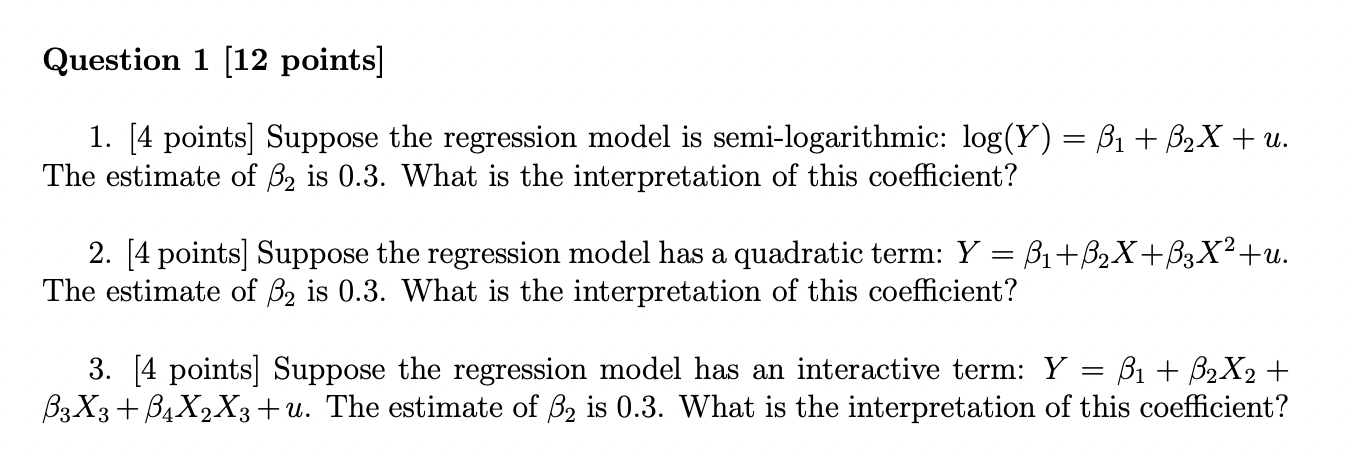 Solved 1. [4 points] Suppose the regression model is | Chegg.com