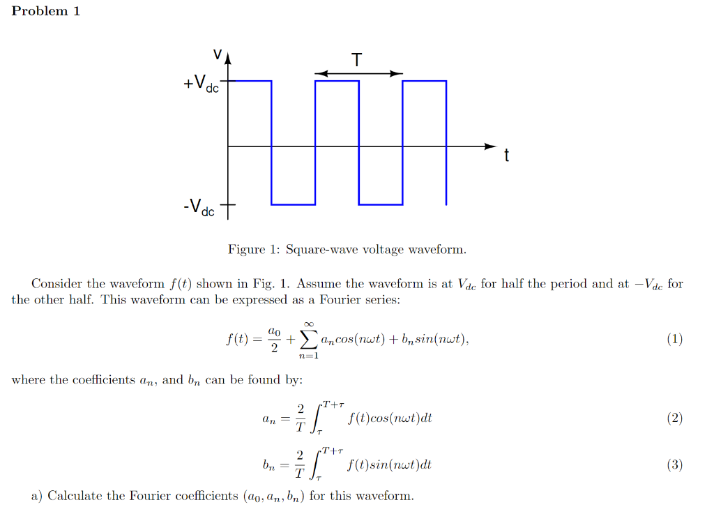 Solved Problem 1 Figure 1: Square-wave voltage waveform. | Chegg.com