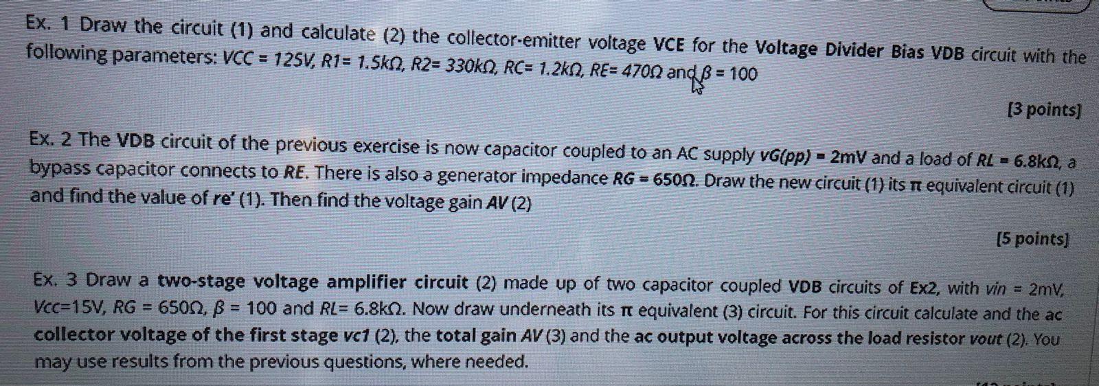 Solved Ex. 1 Draw the circuit (1) and calculate (2) the | Chegg.com