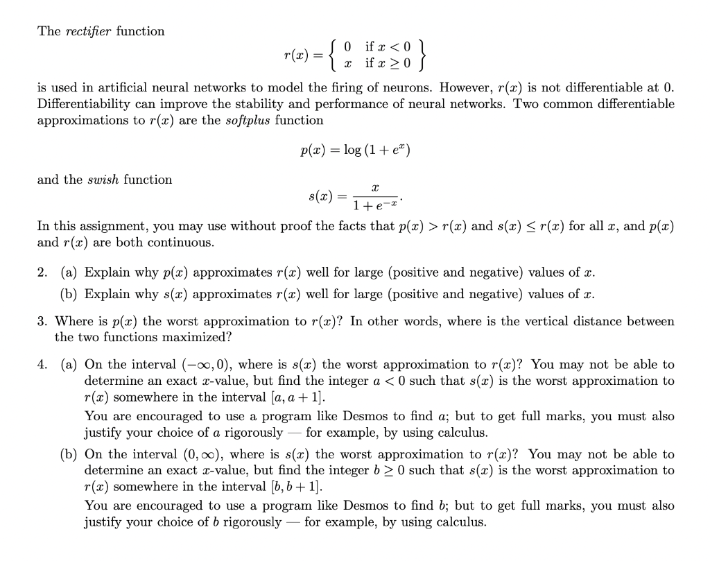 Solved The rectifier function r(x)={0x if x