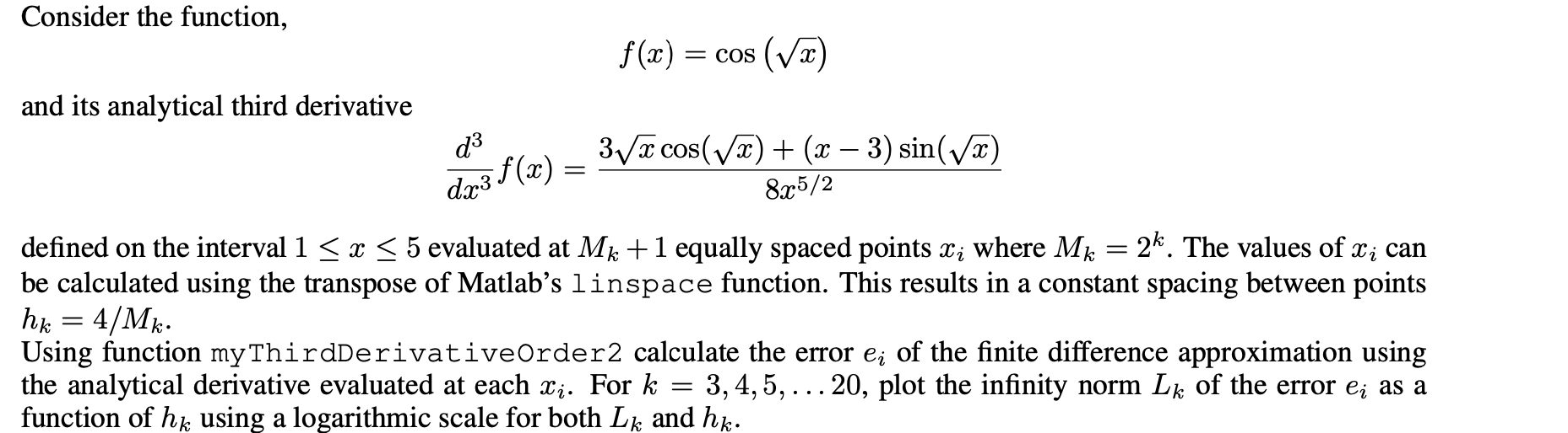 Consider the function, f(x)=cos(x) and its analytical | Chegg.com