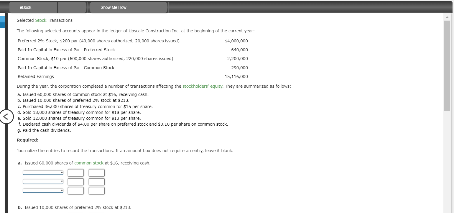 Solved b. Issued 10,000 shares of preferred 2% stock at | Chegg.com