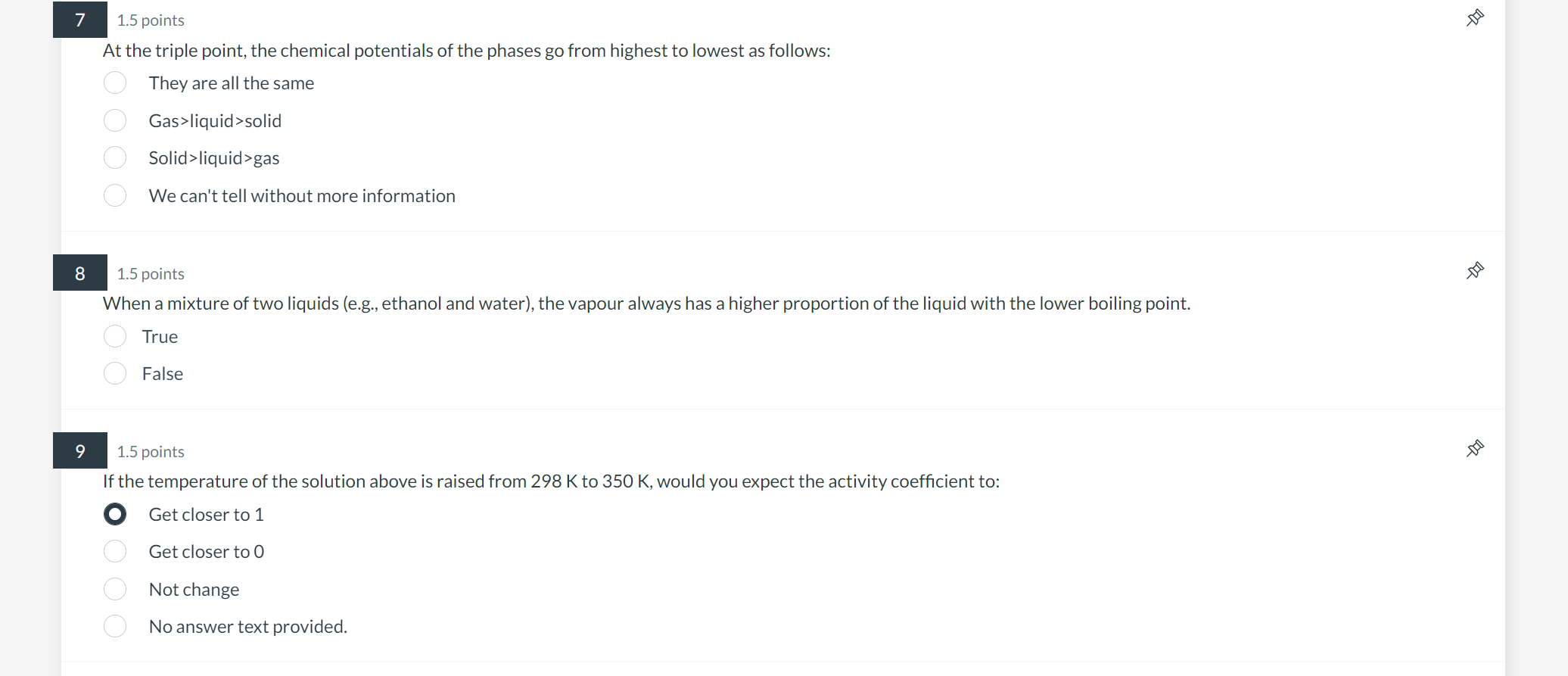 [Solved]: At the triple point, the chemical potentials of t