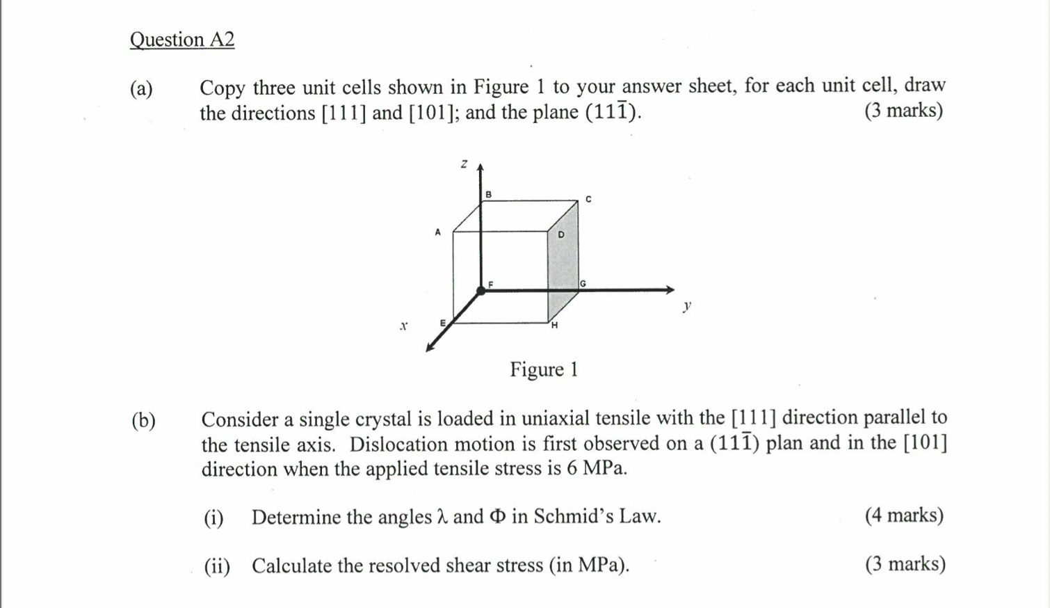 Solved Question A2 (a) Copy three unit cells shown in Figure | Chegg.com