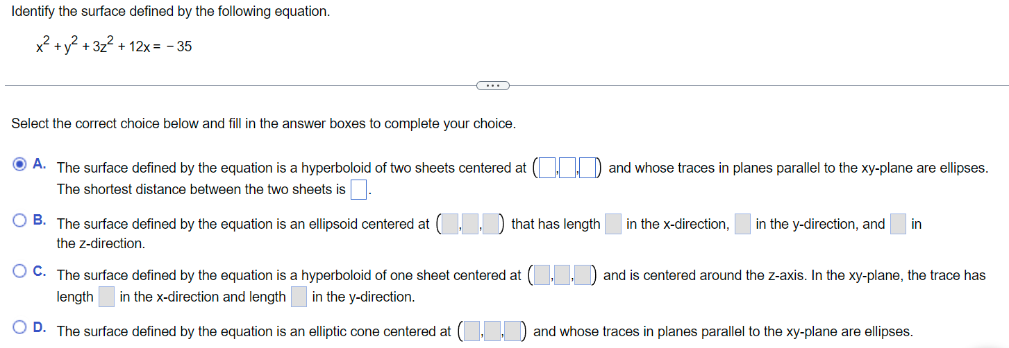 Solved Identify the surface defined by the following | Chegg.com