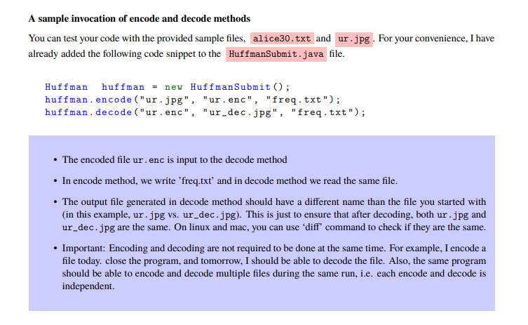 Objectives This project covers Huffman Codes and | Chegg.com