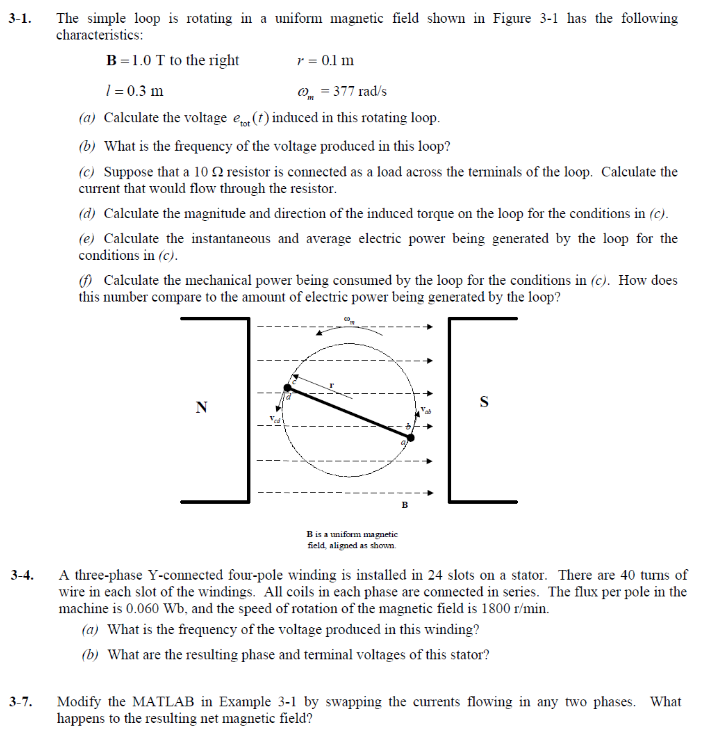 Solved 3-1. ﻿The simple loop is rotating in a uniform | Chegg.com