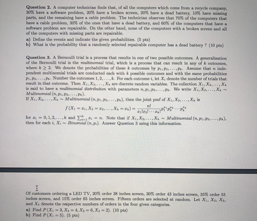 Solved Question 2. A computer technician finds that, of all | Chegg.com