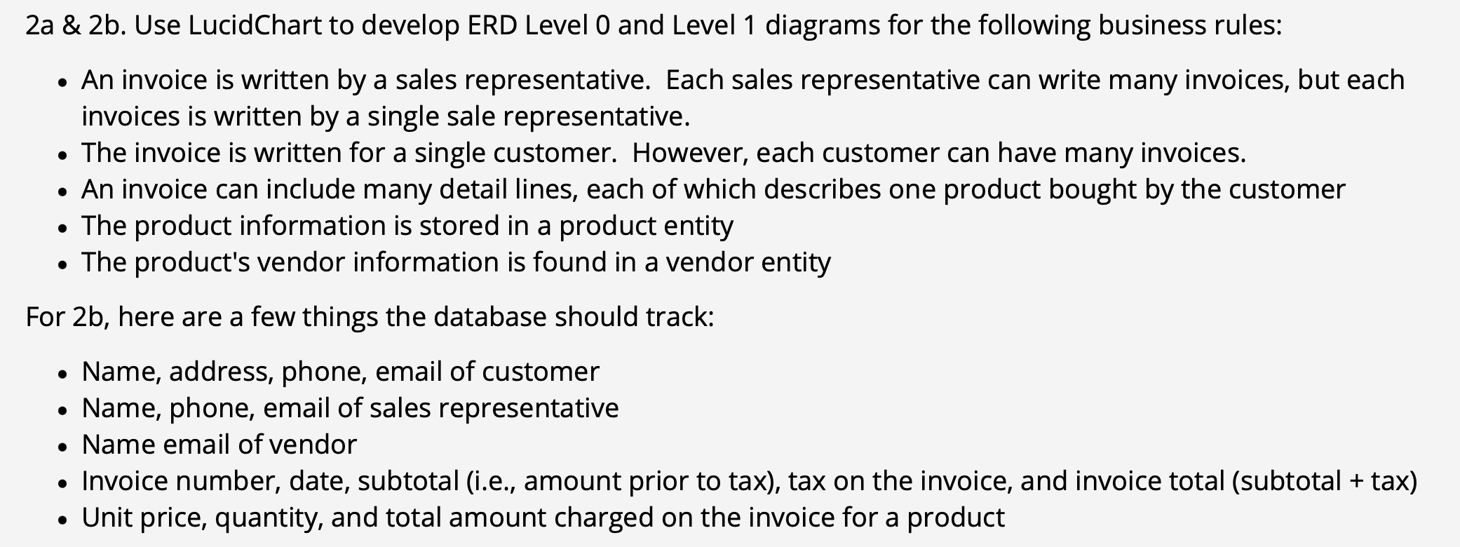 Solved 2a \& 2b. Use LucidChart to develop ERD Level 0 and | Chegg.com