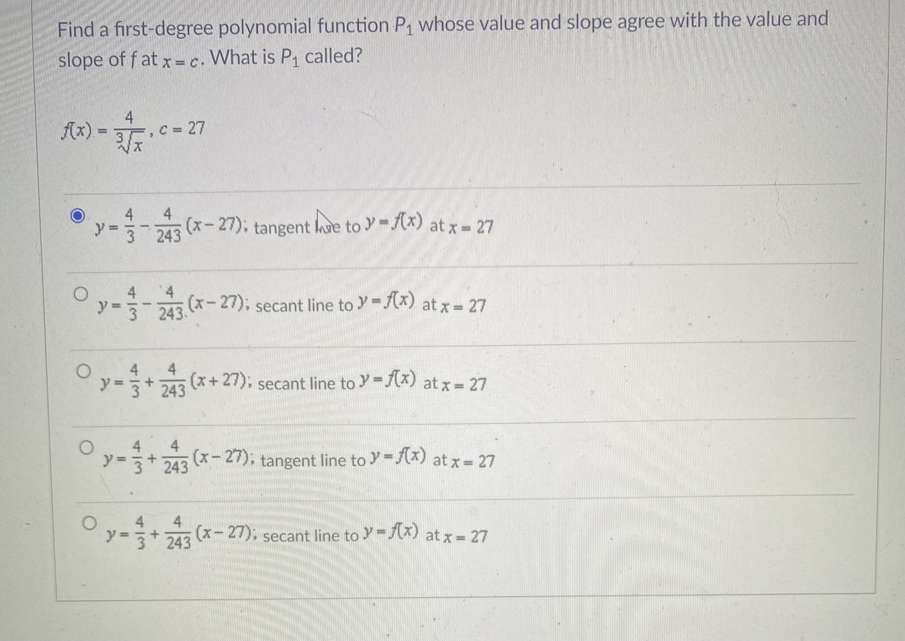 Solved Find a first-degree polynomial function P1 whose | Chegg.com