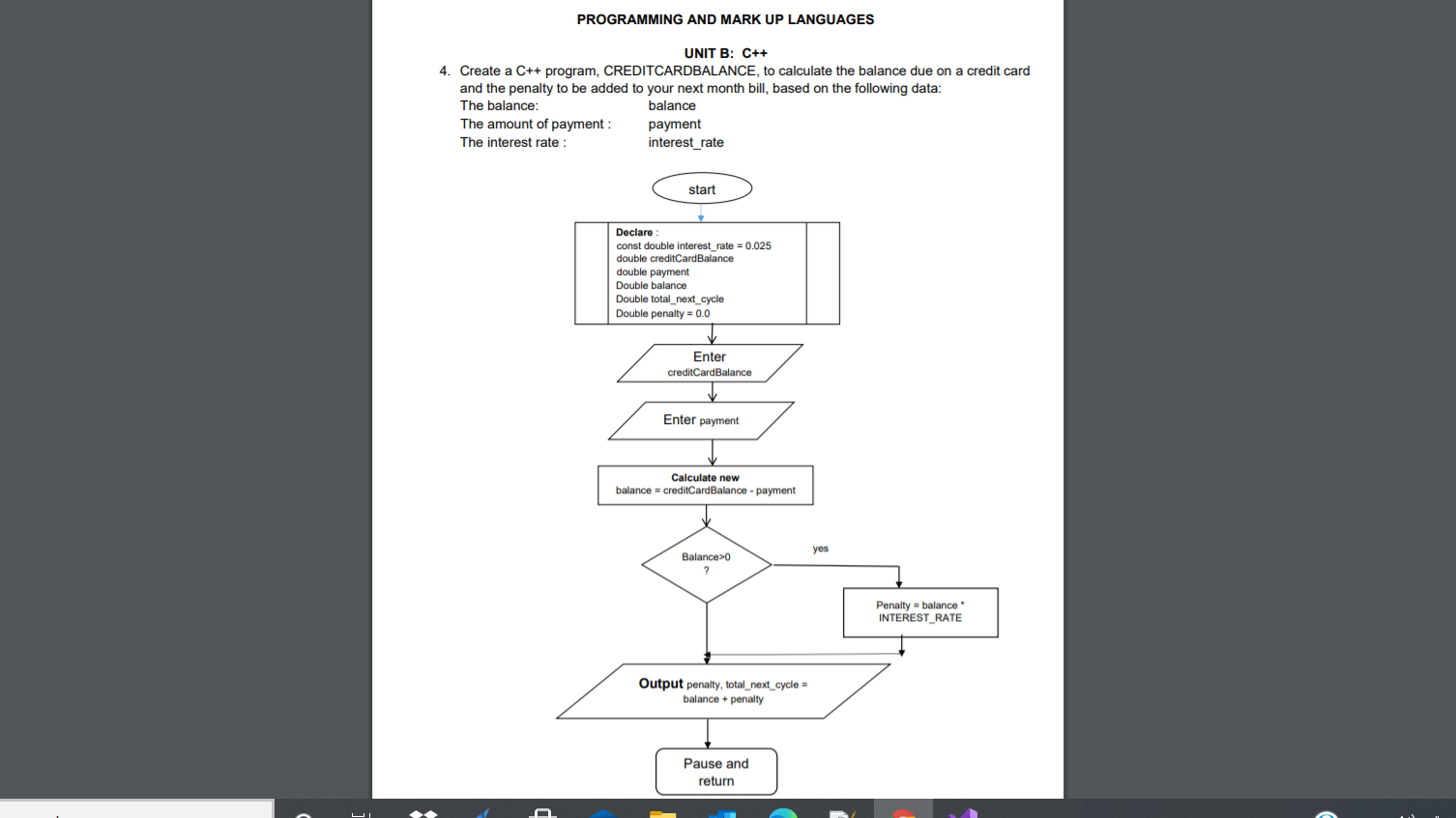 Solved Programming And Mark Up Languages Unit B C 4 