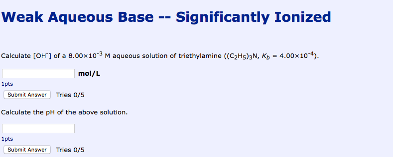 Solved Significantly Ionized Weak Aqueous Base Calculate | Chegg.com