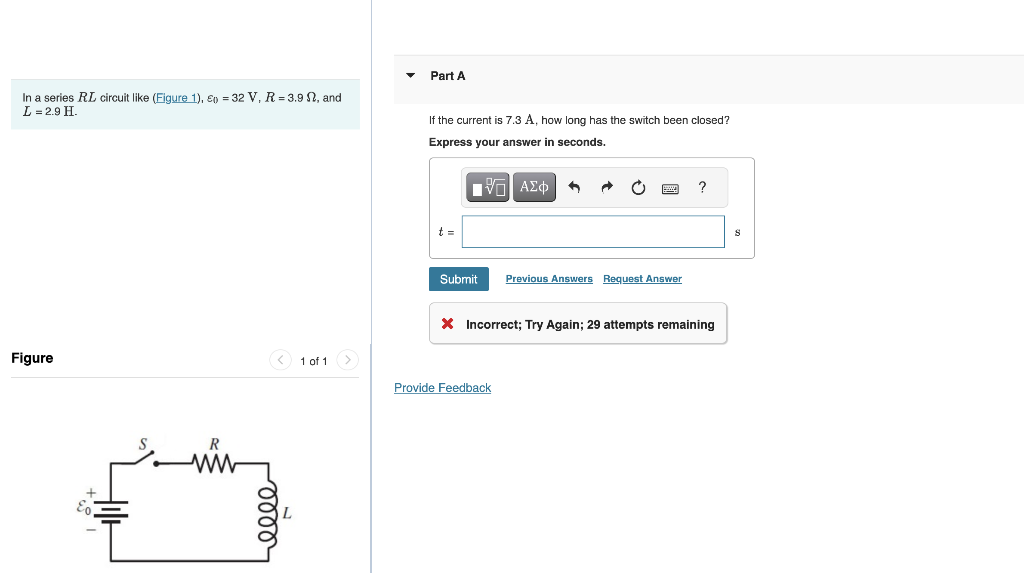 Solved In a series RL circuit like (Figure 1), ε0=32 | Chegg.com