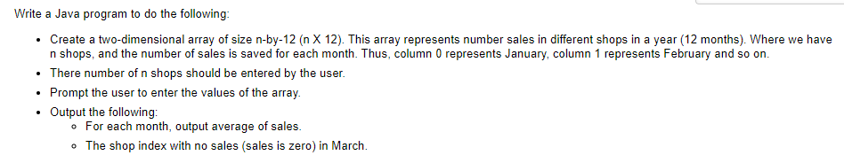 Solved Write a Java program to do the following: • Create a | Chegg.com