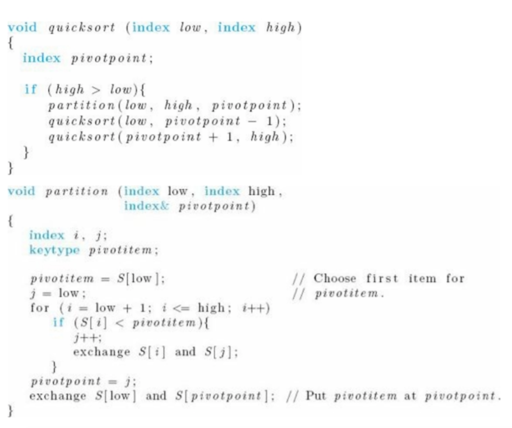 Solved void quicksort (index low, index high) { index | Chegg.com