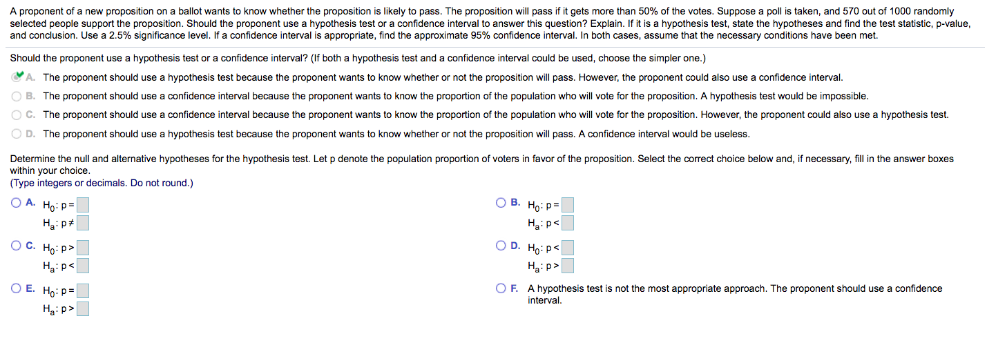 Solved A proponent of a new proposition on a ballot wants to | Chegg.com