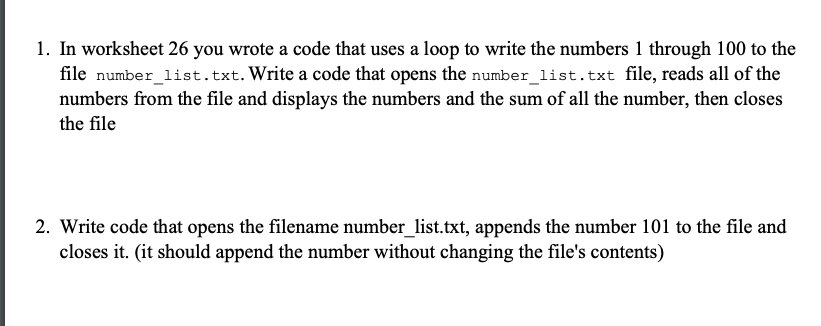 Solved the question in worksheet 26 is "Write code that does | Chegg.com