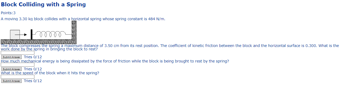 Solved Block Colliding With A Spring Points3 A Moving 330 