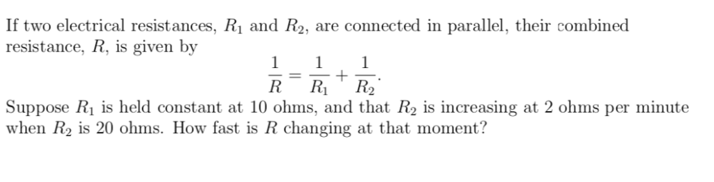 Solved If two electrical resistances, R\ and R2, resistance, | Chegg.com
