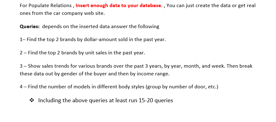 Solved Design database for Automobile company General Motors | Chegg.com
