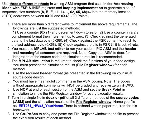 Use three different methods in writing ASM program | Chegg.com