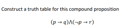 Solved Construct a truth table for this compound proposition | Chegg.com