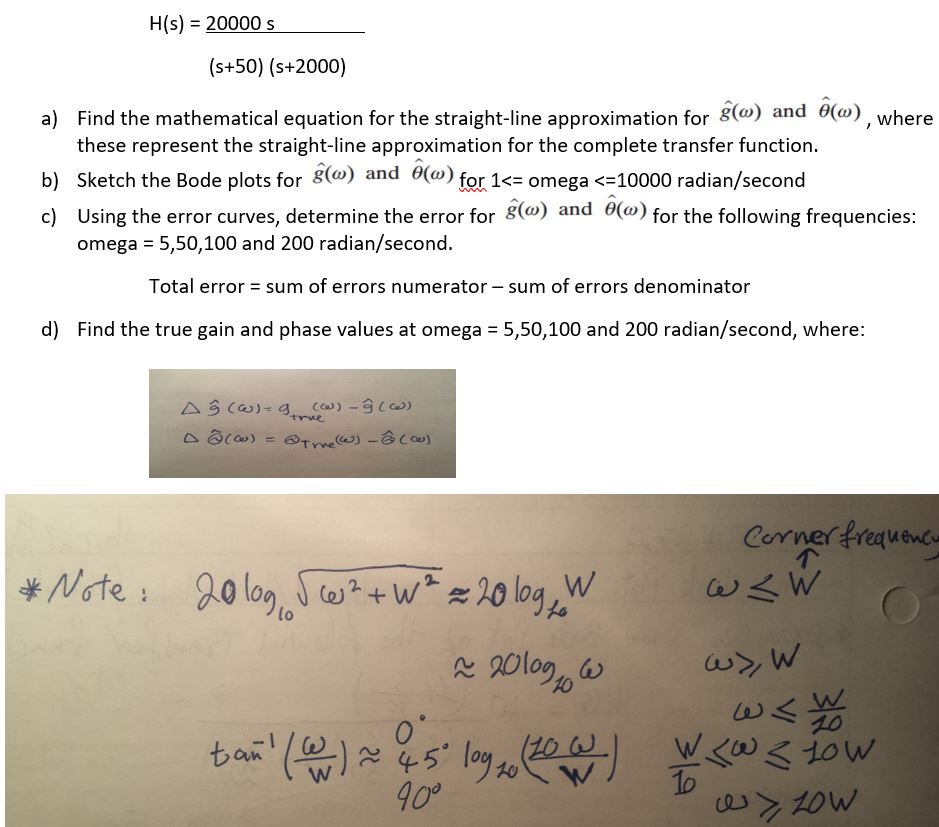 Solved H(s) = 20000 s (s+50) (s+2000) a) Find the | Chegg.com