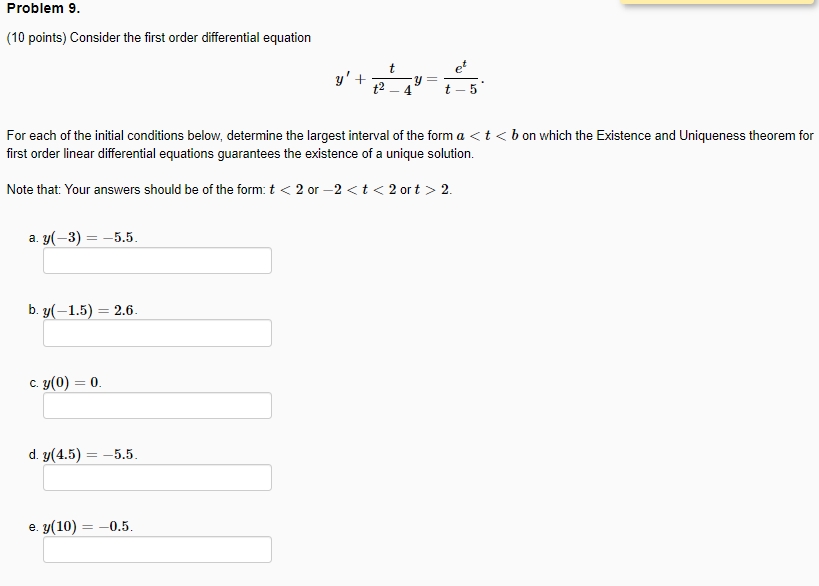 Solved (10 points) Consider the first order differential | Chegg.com