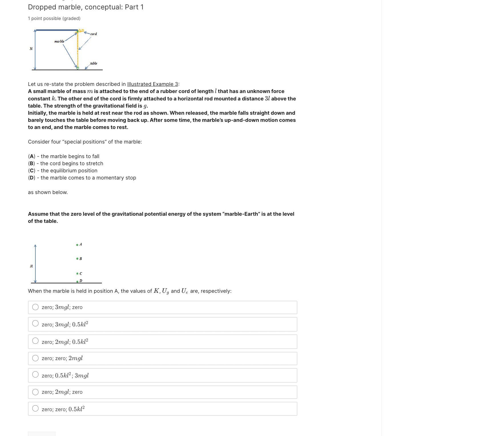 Solved Dropped marble, conceptual: Part 1 1 point possible | Chegg.com