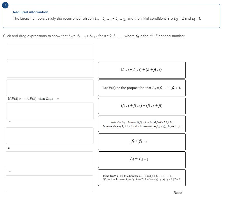 Solved Required information The Lucas numbers satisfy the | Chegg.com