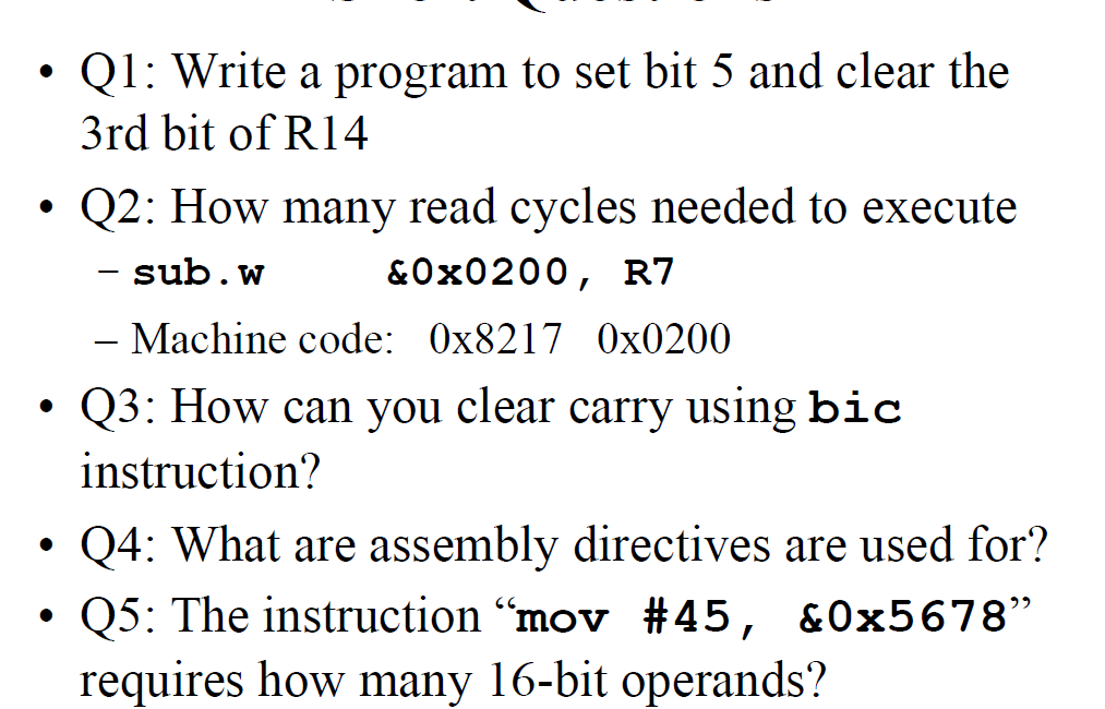 Q1: Write a program to set bit 5 and clear the 3rd | Chegg.com