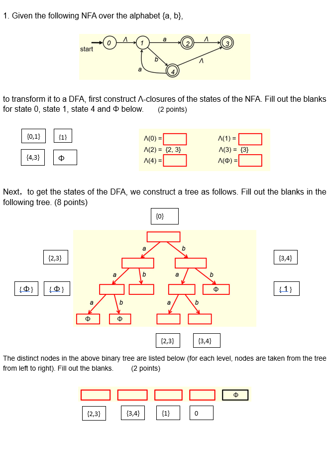 Solved 1. Given the following NFA over the alphabet {a, b}, | Chegg.com Solved 1. Given the following NFA over the alphabet {a, b}, | Chegg.com