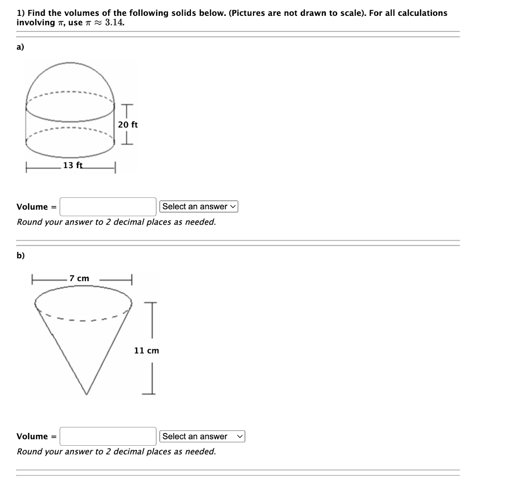 Solved 1) Find the volumes of the following solids below. | Chegg.com