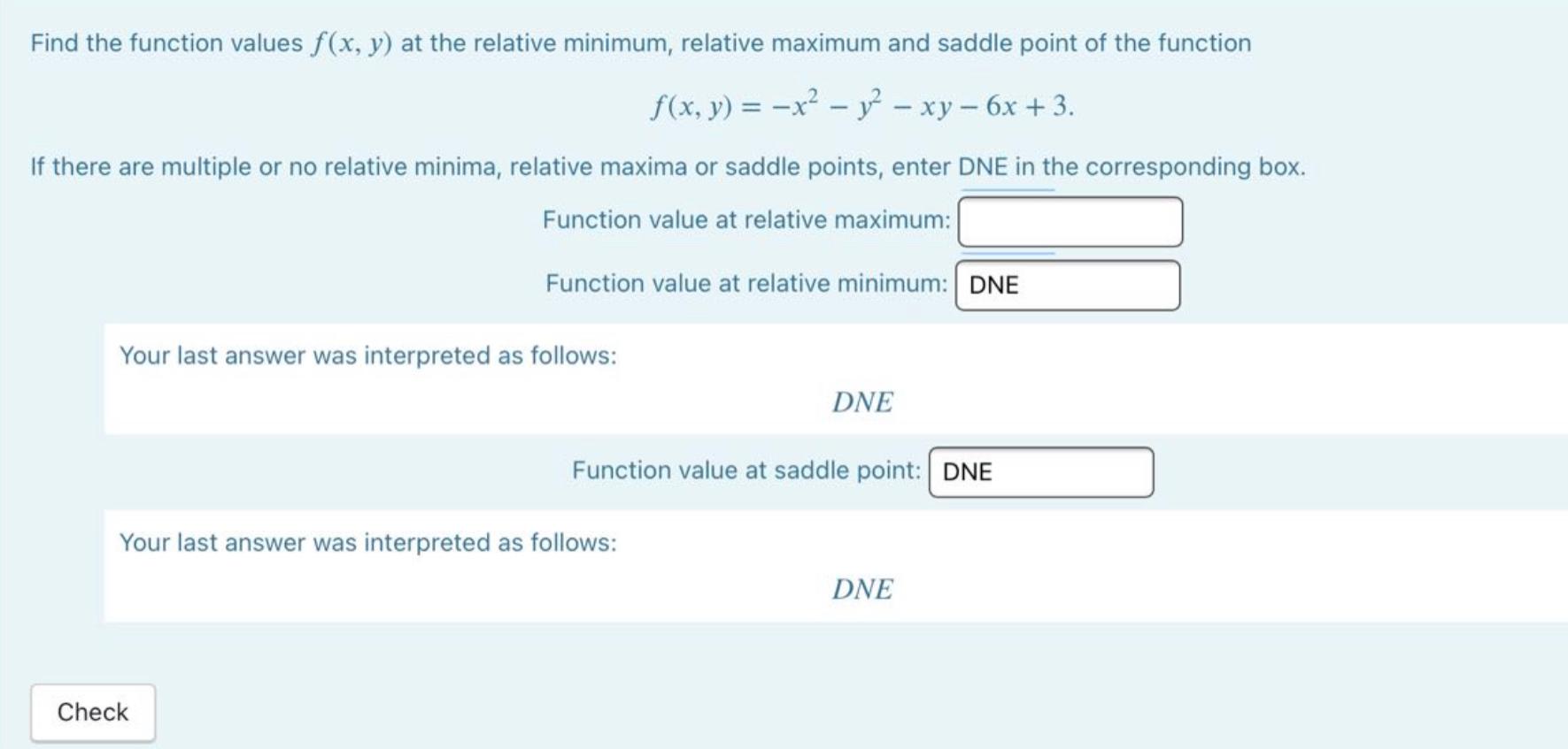Solved ind the function values f(x,y) at the relative | Chegg.com