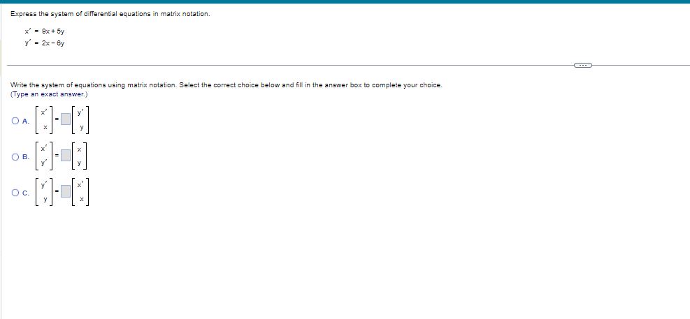 Solved Express the system of differential equations in | Chegg.com