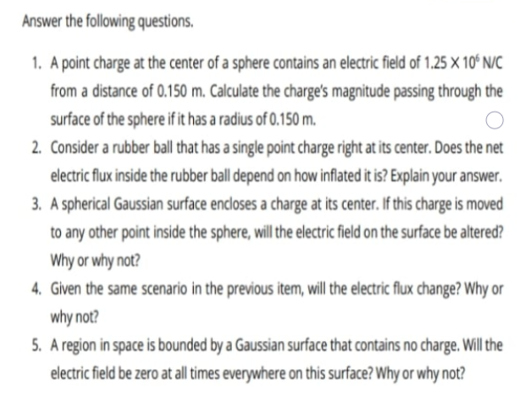 Solved Answer the following questions, 1. A point charge at | Chegg.com