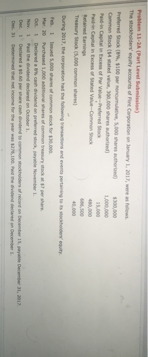Solved Problem 11-2A (Part Level Submission) The | Chegg.com