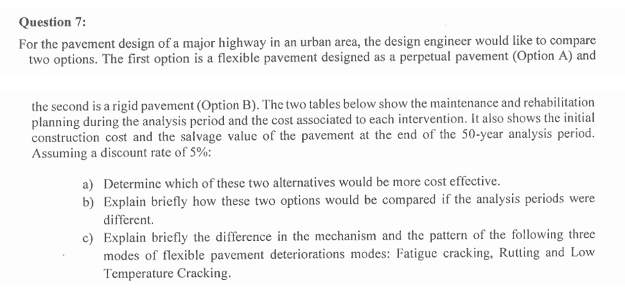 Question 7: For the pavement design of a major | Chegg.com