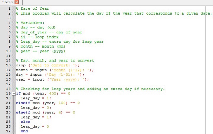 Solved Program doy in Example 4.3 of the textbook calculates | Chegg.com