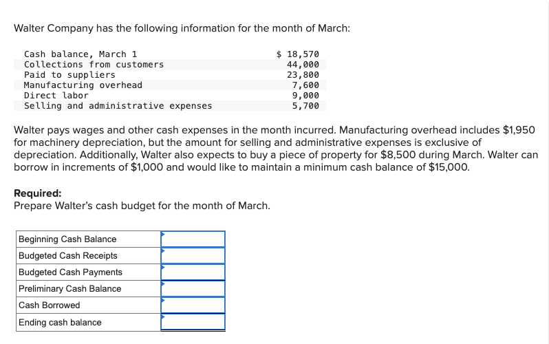 Walter Company has the following information for the | Chegg.com